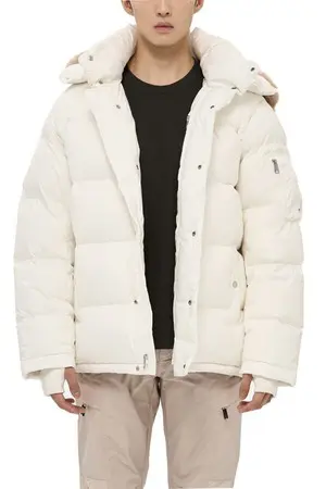 ALPHA STYLE Detachable Hood Puffer - Bone