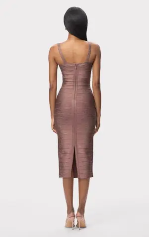 Herve Leger Indi Foil Print Bandage Dress
