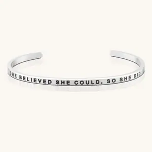 MANTRA She Believed She Could Cuff Bracelet - Silver