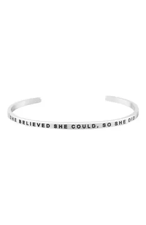 MANTRA She Believed She Could Cuff Bracelet - Silver
