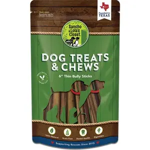 SANCHO & LOLA'S CLOSET 6-inch Thin Bully Sticks Dog Treats - Multicolored