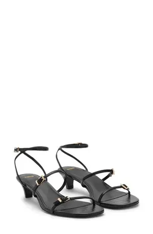 Mango Strappy Kitten Heel Sandal - Black