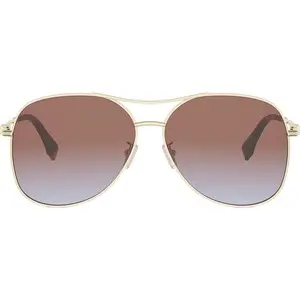 Fendi 61mm Gradient Pilot Sunglasses - Shiny Endura Gold/bordeaux