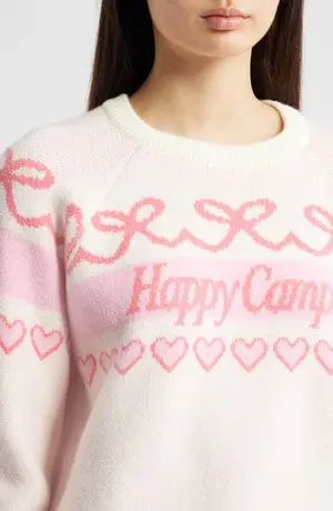 HAPPY CAMP3R Ribbed Knit Bow Sweater