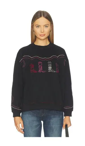 NEVER FULLY DRESSED Cowboy Boot Embroidered Sweatshirt