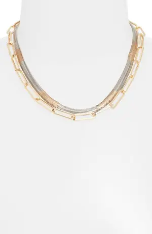 Nordstrom Layered Chain Necklace - Rhodium- Gold