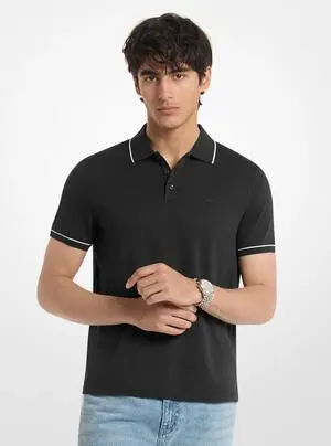Michael Kors Gramercy Cotton Polo Shirt In Size By - Black
