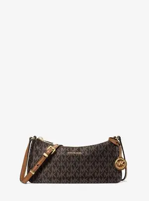 Michael Kors Zadie Small Signature Logo Woven Crossbody Bag - Brown
