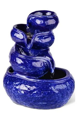 GLITZHOME 4-tiered Ceramic Cobalt Table Fountain With Pump