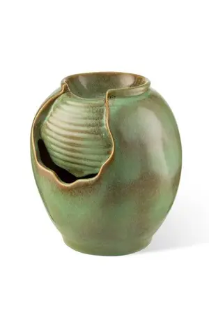 GLITZHOME Ceramic Sage Pot Table Fountain With Pump