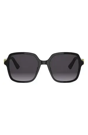 Dior Treasure S1i 54mm Square Sunglasses - Shiny Black/gradient Smoke