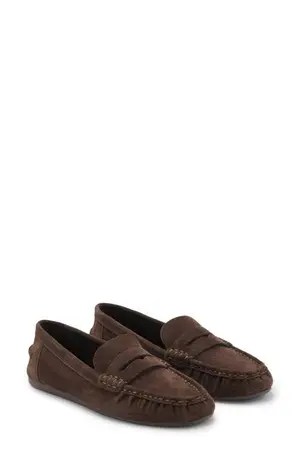 Mango Suede Penny Loafer - Chocolate