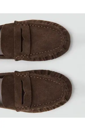 Mango Suede Penny Loafer - Chocolate