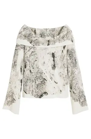 Desigual Abstract Print Off-the-shoulder Sweater