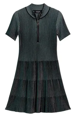 Desigual Ribbed Half Zip Mini Dress