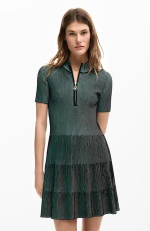 Desigual Ribbed Half Zip Mini Dress