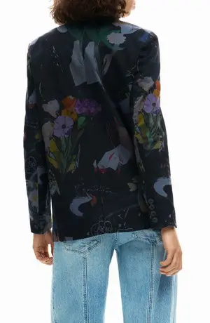 Desigual Graphic Floral Print Single-breasted Blazer