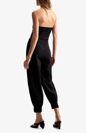 Desigual Mixed Media Strapless Jumpsuit