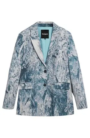 Desigual Floral Print Cotton Blend Jacket