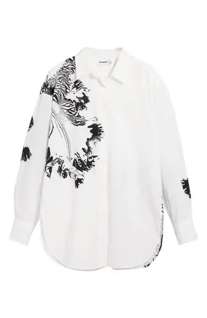 Desigual Oversized Cotton Poplin Button-up Shirt