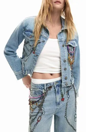 Desigual Embellished Denim Trucker Jacket