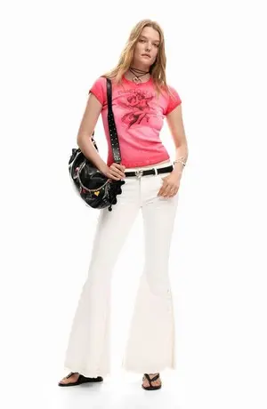 Desigual Embroidered Flare Jeans