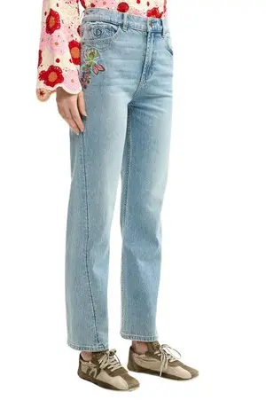 Desigual Floral Embroidered Slim Fit Jeans