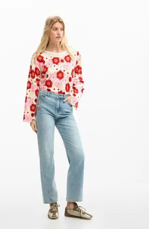 Desigual Floral Embroidered Slim Fit Jeans