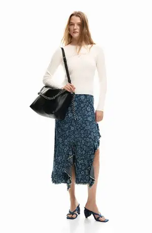 Desigual Floral Print Midi Skirt