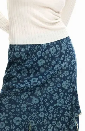 Desigual Floral Print Midi Skirt