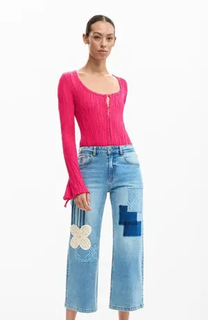 Desigual Patchwork Crop Jeans