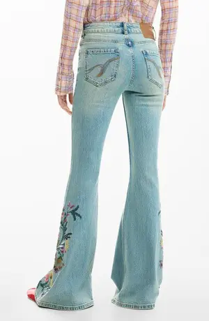 Desigual Embroidered Flare Jeans