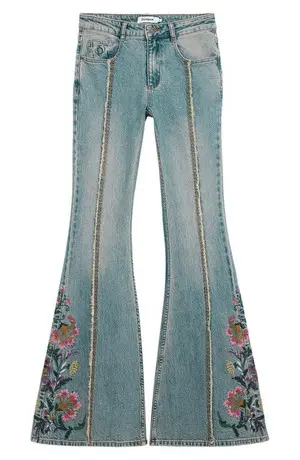 Desigual Embroidered Flare Jeans