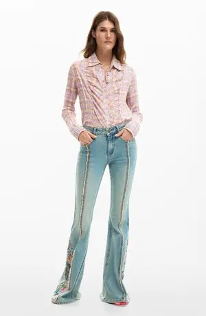 Desigual Embroidered Flare Jeans