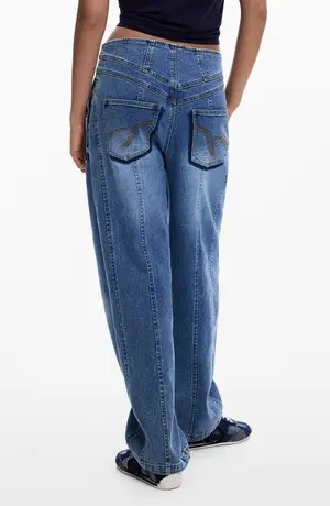 Desigual Barrel Leg Jeans - Medium Blue