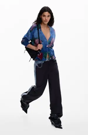 Desigual Floral V-neck Cardigan