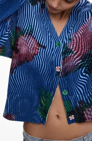 Desigual Floral V-neck Cardigan
