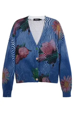 Desigual Floral V-neck Cardigan