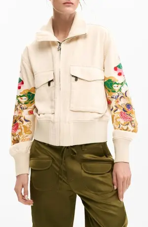 Desigual Embroidered Sleeve Jacket