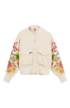 Desigual Embroidered Sleeve Jacket