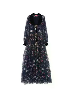 MIAU BY CLARA ROTESCU Floral Embellished Maxi Dress - Blue
