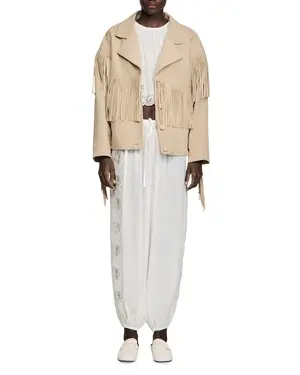 Sandro Jackie Fringe Suede Jacket