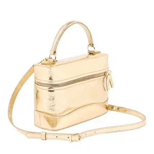 Sandro Tangolino Metallic Leather Bag - Gold