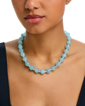Bloomingdale'S Aquamarine Beaded Collar Necklace In 14k Yellow Gold - Blue