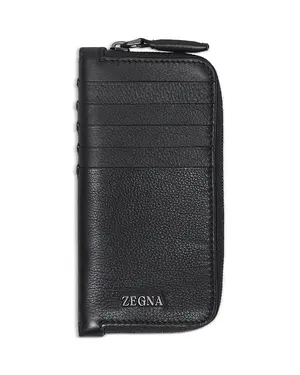 Zegna Secondskin Leather Card Case - Dark Blue