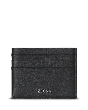 Zegna Secondskin Leather Card Case - Dark Blue