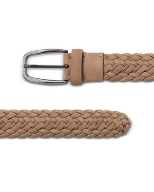 Zegna Braided Nubuck Belt - Beige
