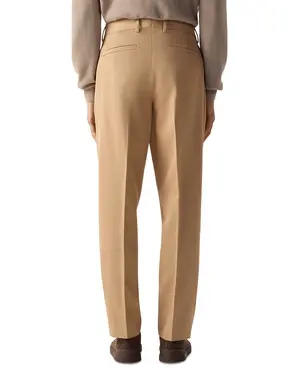 Zegna Cotton And Wool Pleated Trousers - Beige