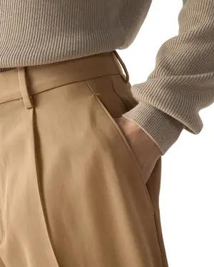 Zegna Cotton And Wool Pleated Trousers - Beige