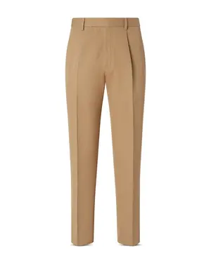 Zegna Cotton And Wool Pleated Trousers - Beige